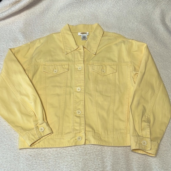 Talbots | Jackets & Coats | Talbots Yellow Buttonup Cropped Denim ...